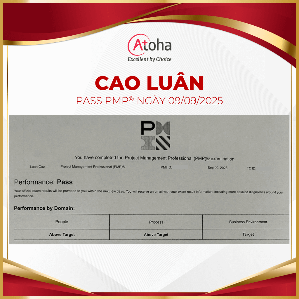 Cao Luân, PMPPRO52, pass PMP ngày 09/09/2025 – Atoha