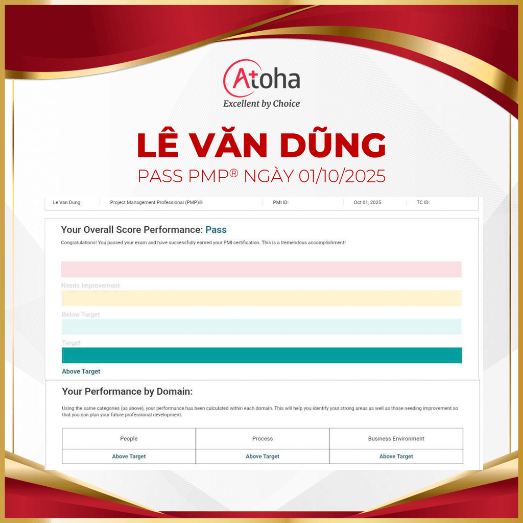 Lê Văn Dũng, PMPPROHN37, pass PMP max score ngày 01/10/2025 – Atoha