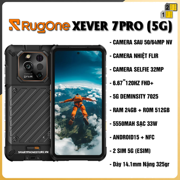 RugOne Xever 7Pro 5G - Chính hãng nguyên Seal Giá Tốt + Khuyến mãi Hấp – Siêu Bền Pin Khủng