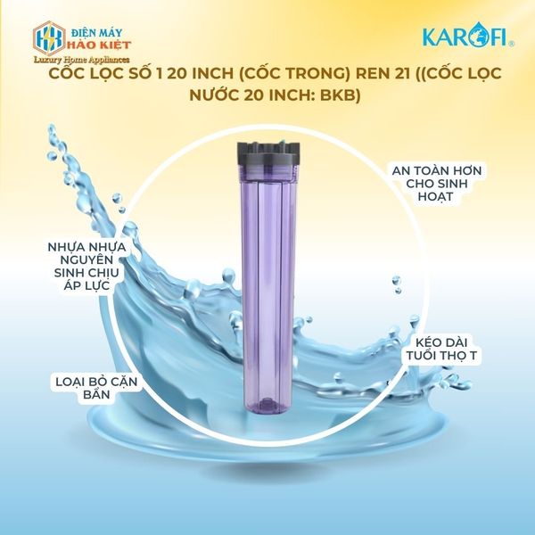 Cốc Lọc Số 1 20 Inch (Cốc Trong) Ren 21 ((Cốc Lọc Nước 20 Inch: Bkb) – Điện Máy Hào Kiệt