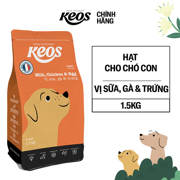 Hạt Keos cho chó con, vị gà trứng sữa (400gr - 20kg) – KEOS PET FOOD
