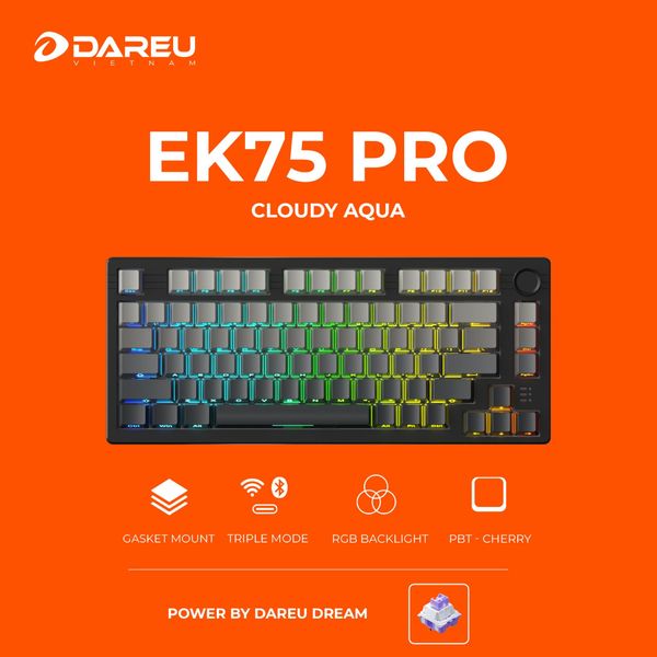 Bàn phím máy tính DAREU EK75 PRO Cloud Aqua – Mai Hoàng