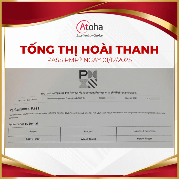 Tống Thị Hoài Thanh, PMPONLINEPRO53, pass PMP® ngày 01/12/2025 – Atoha