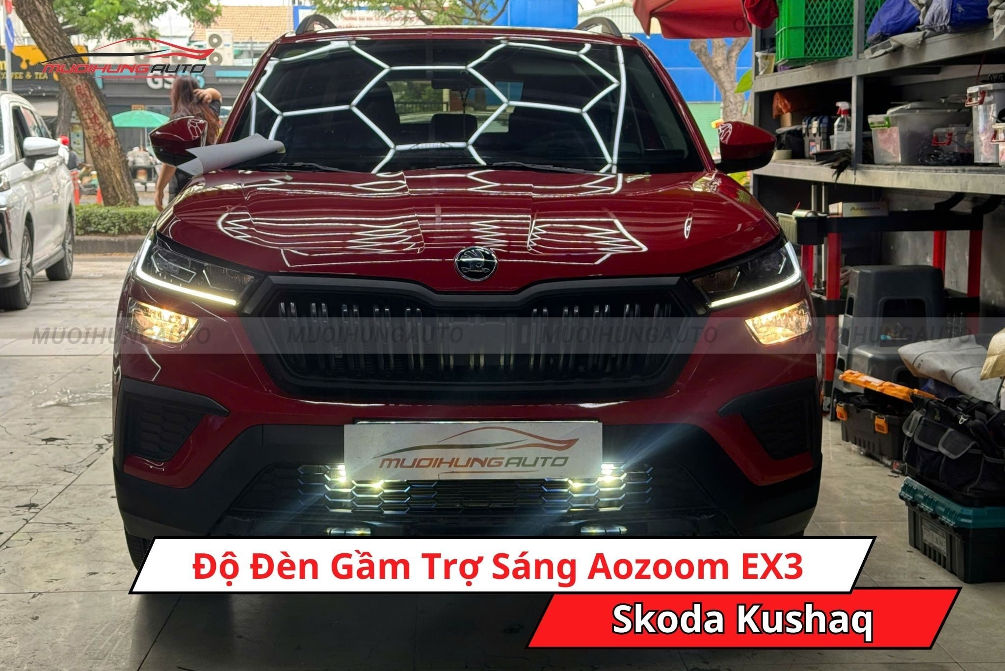 Độ Đèn Gầm Trợ Sáng Aozoom EX3 Cho Xe Skoda Kushaq - Mười Hùng Auto