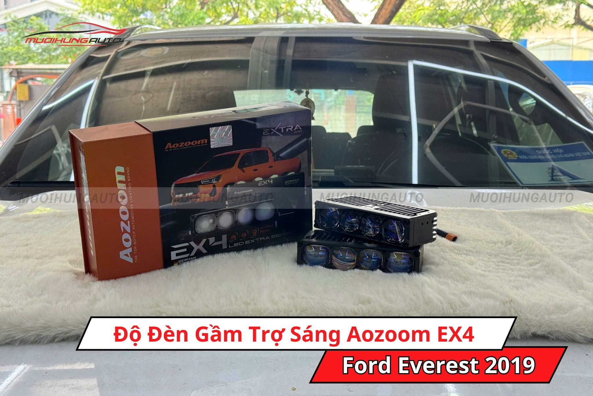Độ Đèn Gầm Trợ Sáng Aozoom EX4 Cho Xe Ford Everest 2019 - Mười Hùng Auto