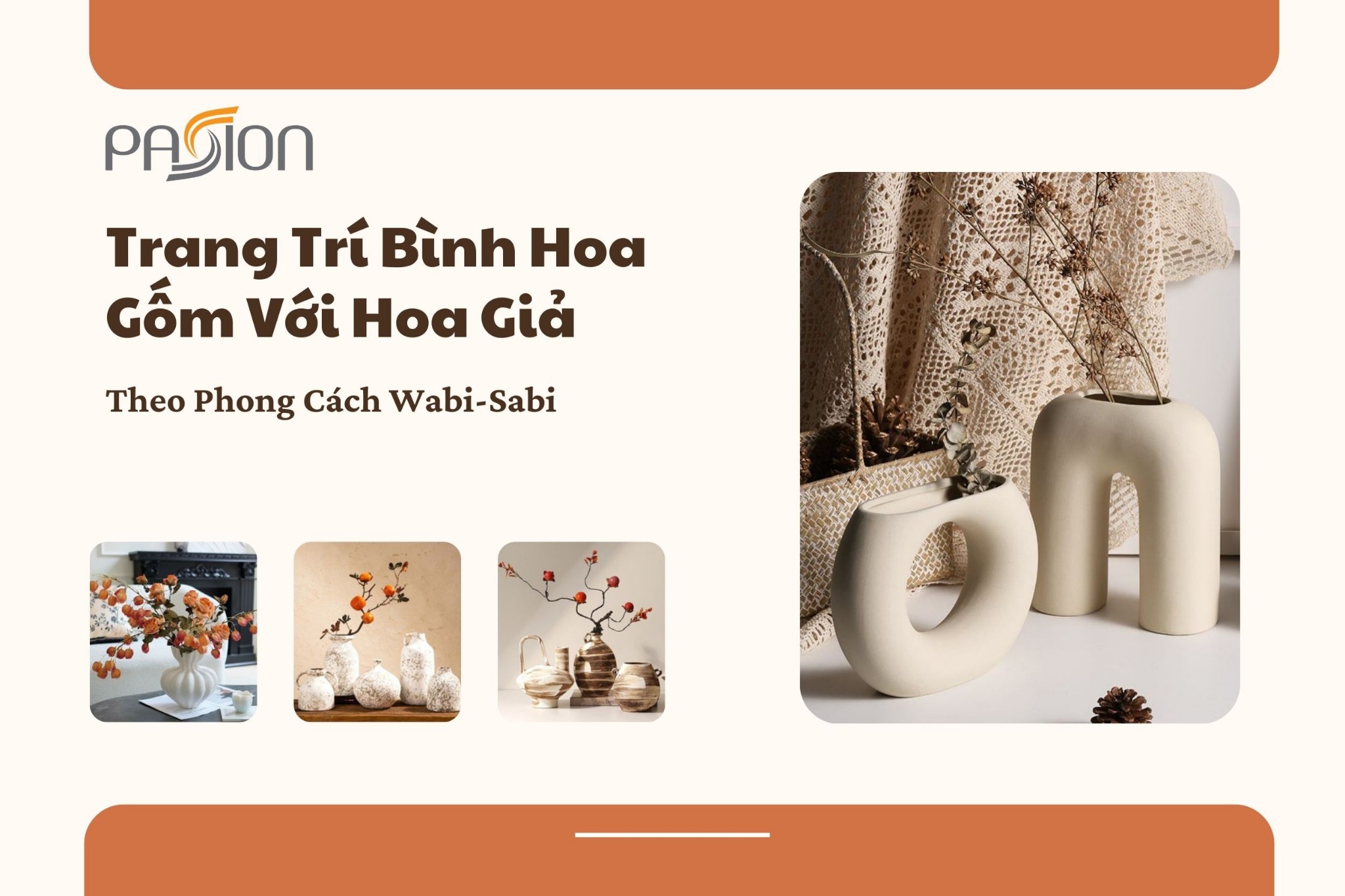 Trang Trí Bình Hoa Gốm Với Hoa Giả Theo Phong Cách Wabi-Sab