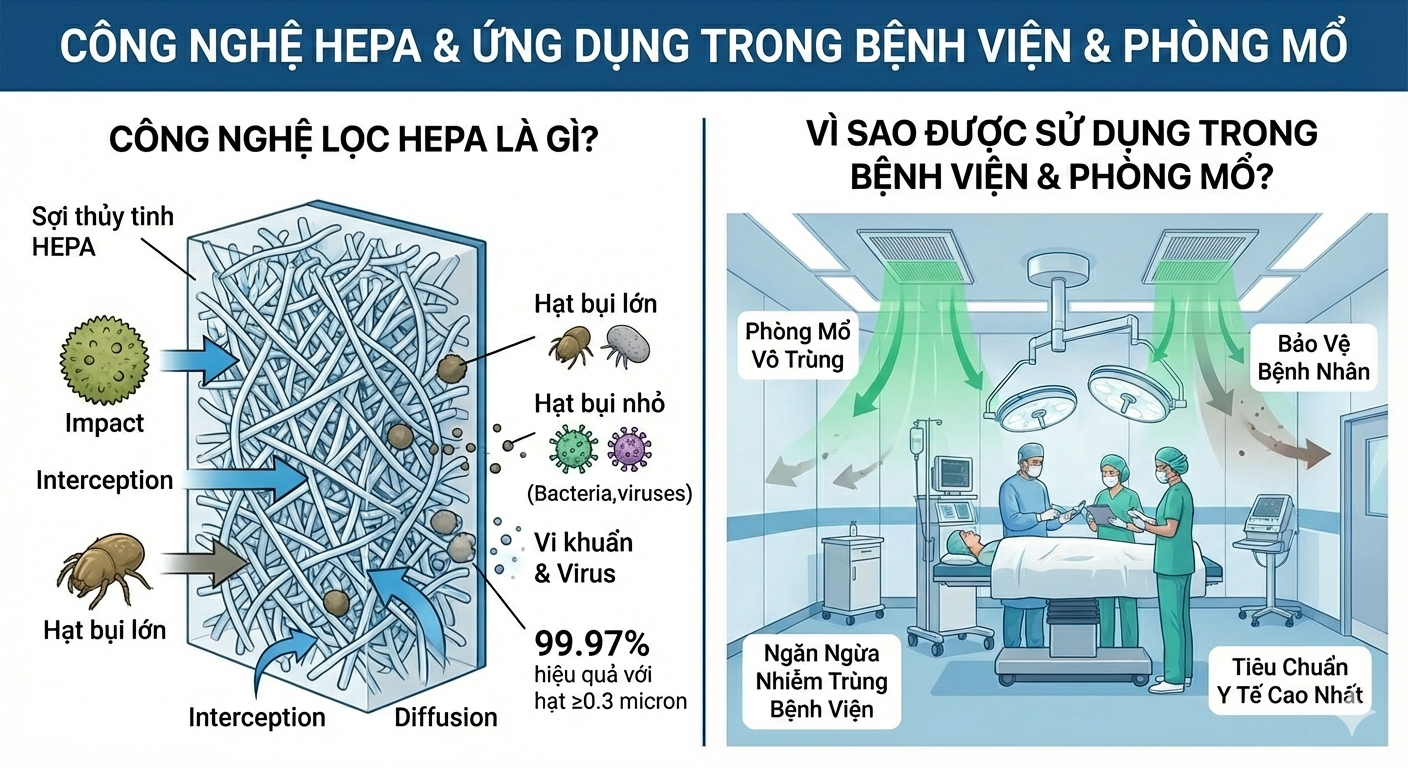 Công Nghệ Lọc HEPA? Vì Sao Được Sử Dụng Trong Bệnh Viện & Phòng Mổ ...