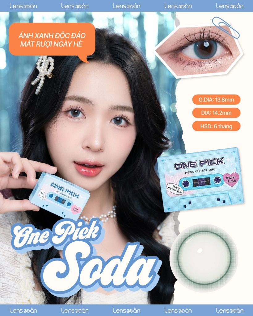 One Pick Soda – Lens xanh đá lạ mắt, tôn cá tính nổi bật