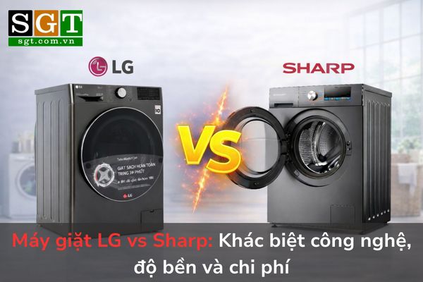 Máy giặt LG vs Sharp: Khác biệt công nghệ, độ bền và chi phí