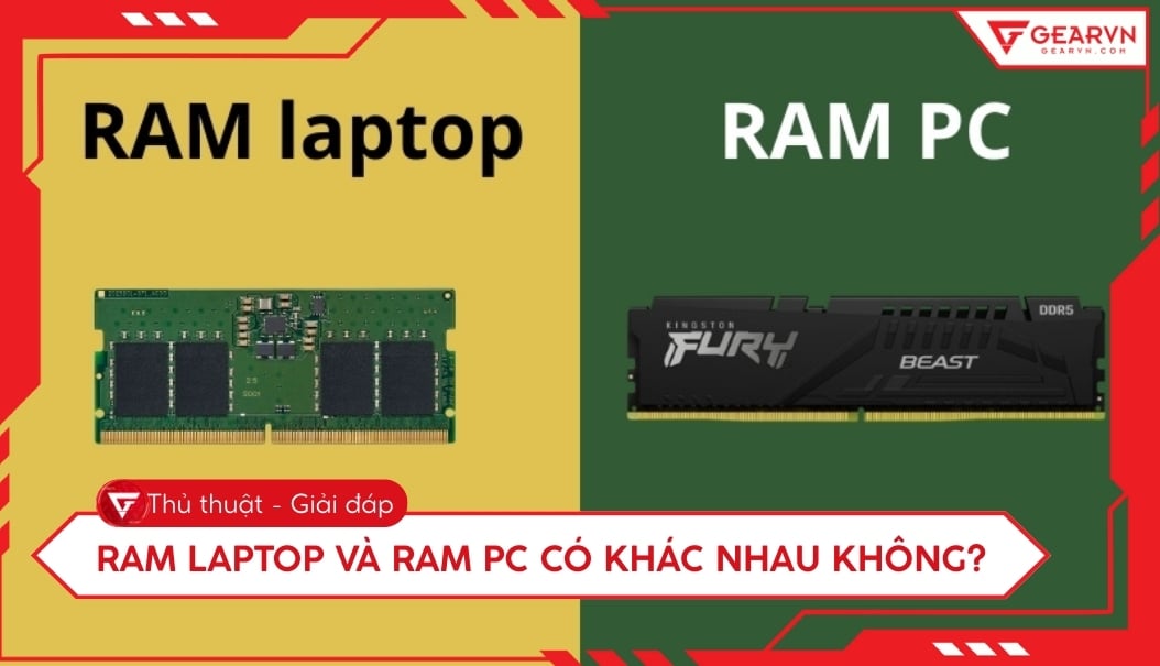 RAM laptop và RAM PC có khác nhau không? Cách phân biệt chuẩn – GEARVN.COM