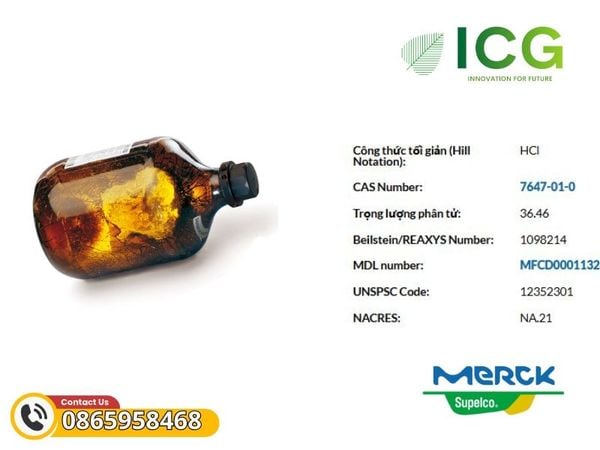 Hydrochloric acid fuming 37% Merck EMSURE | HCL CAS 7647-01-0– ICG