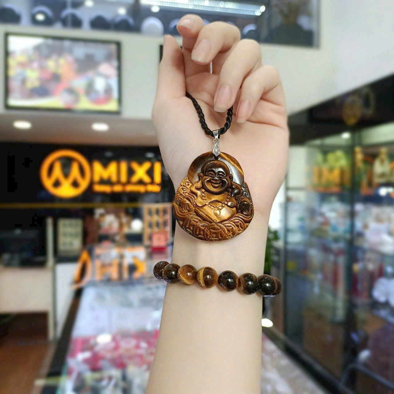 VÒNG TAY & MẶT DÂY PHẬT DI LẶC ĐÁ MẮT HỔ NÂU – BẢO VẬT TÀI LỘC CHO 199