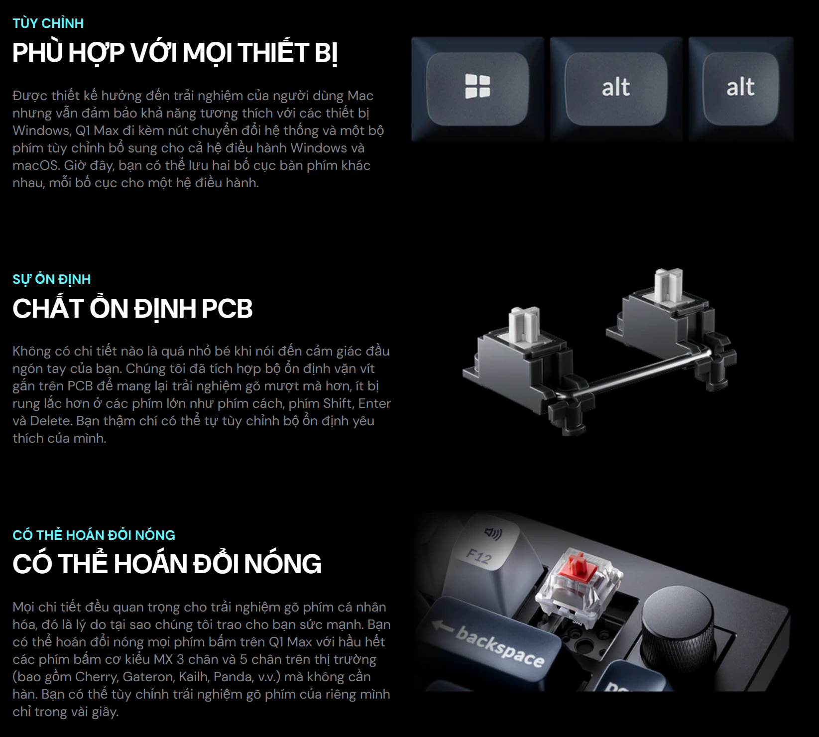 Bàn phím cơ không dây Keychron Q1 Max Shell White, Brown Switch