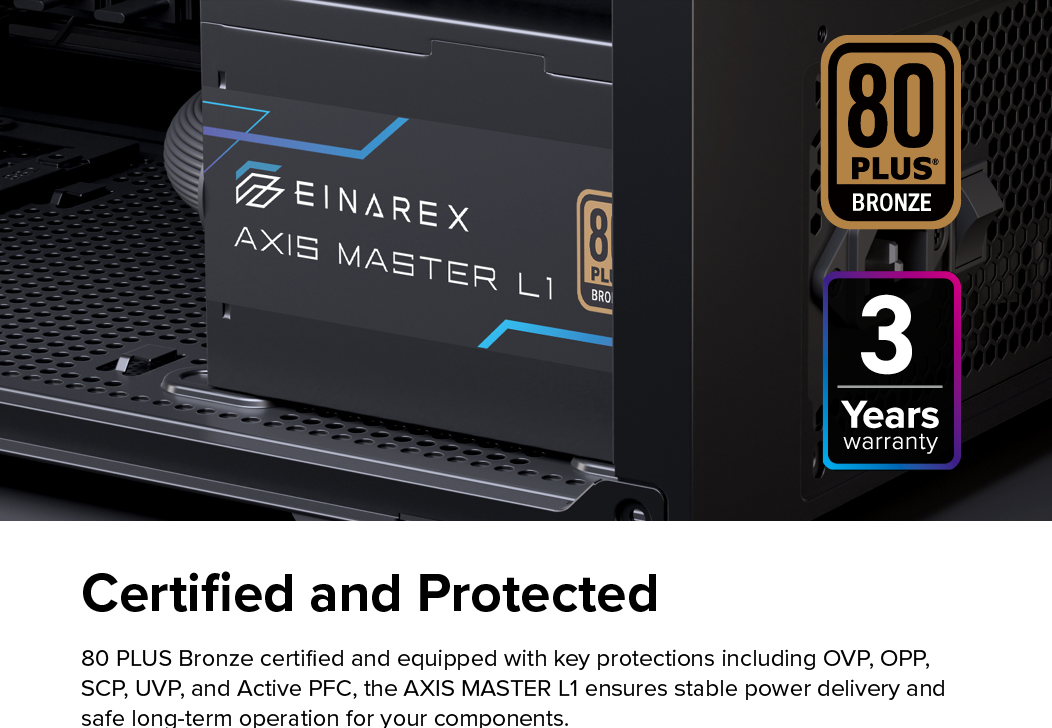 Nguồn máy tính Einarex AXIS MASTER L1 650W 80Plus Bronze