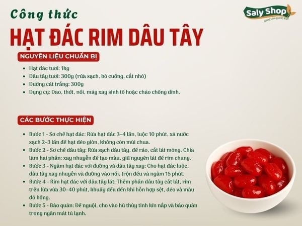 Cách làm hạt đác rim dâu tây giòn dẻo, thơm ngon chuẩn quán