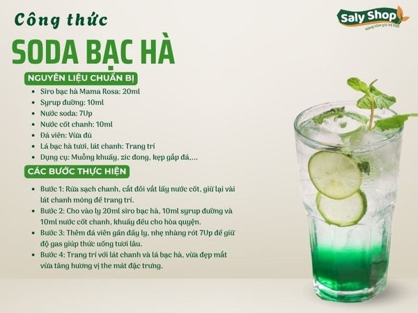 2 cách làm soda bạc hà the mát, chuẩn vị quán