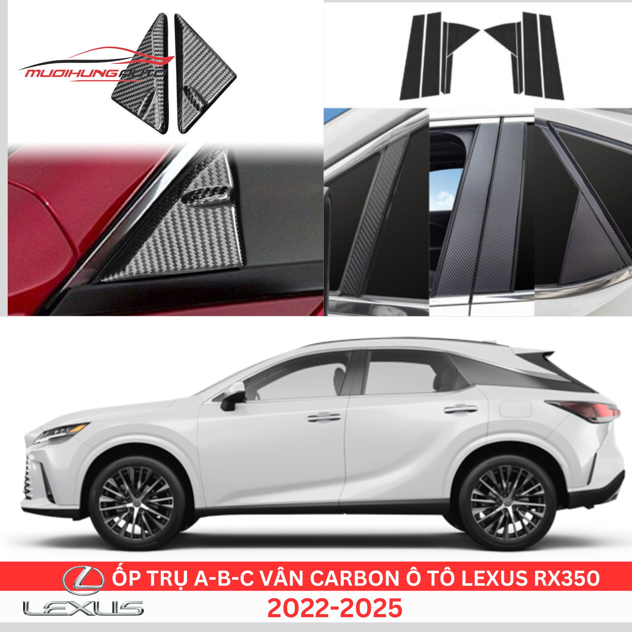 Ốp Trụ A-B-C vân Carbon ô tô Lexus RX350 2022-2025 – Phụ Kiện Lexus