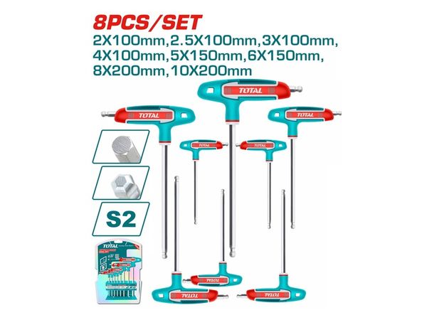 Bộ 8 chìa vặn lục giác tròn tay cầm T TOTAL THHW80826 – minhtriet.com.vn