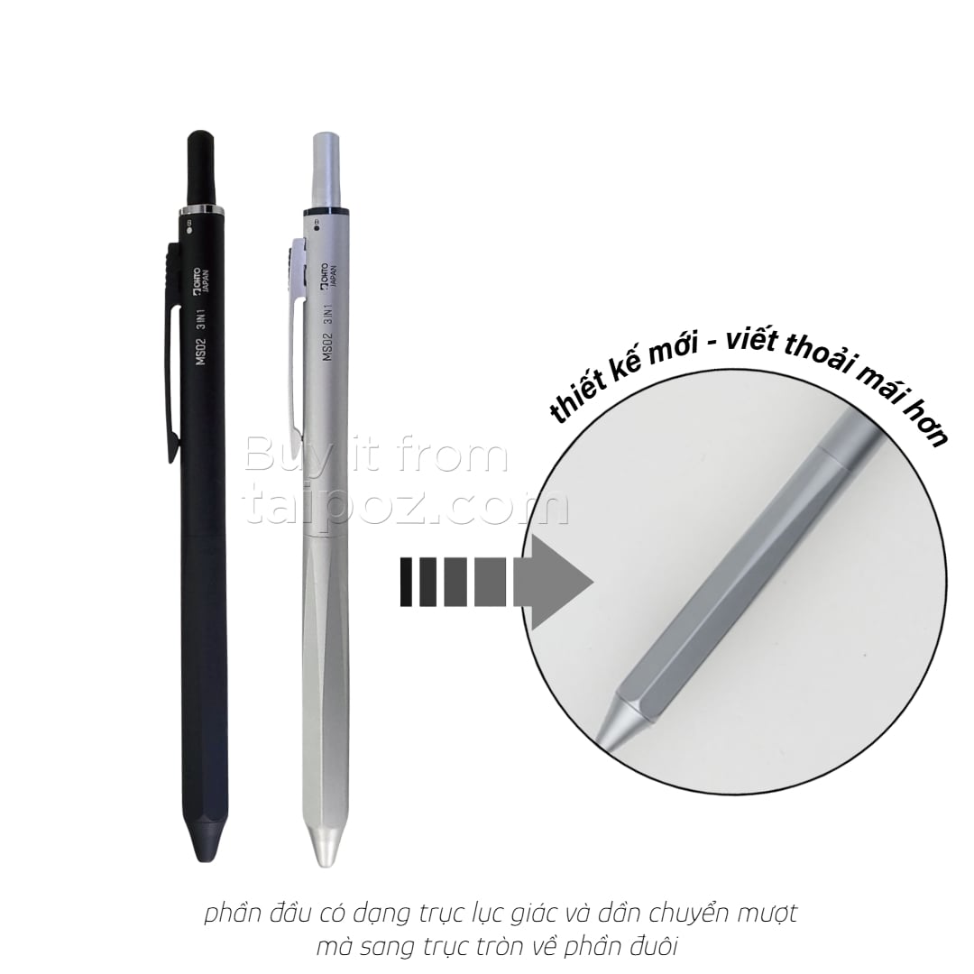 Bút bấm đa năng Ohto MS02 3-in-1 – Taipoz