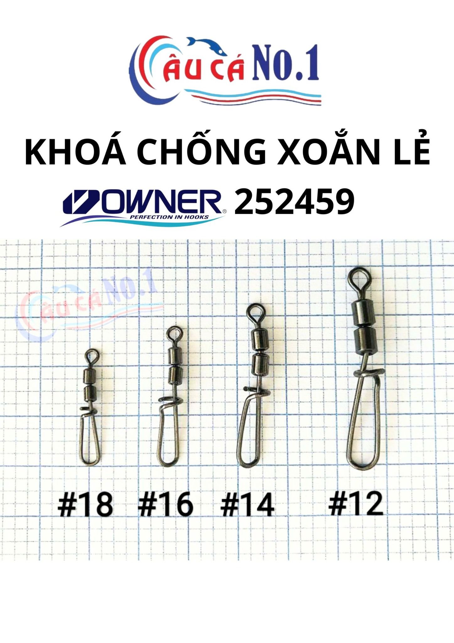 [HÀNG LẺ - SIÊU RẺ] 10 CÁI MA NÍ KHOÁ CÂU CÁ CHỐNG XOẮN OWNER SINKER H ...