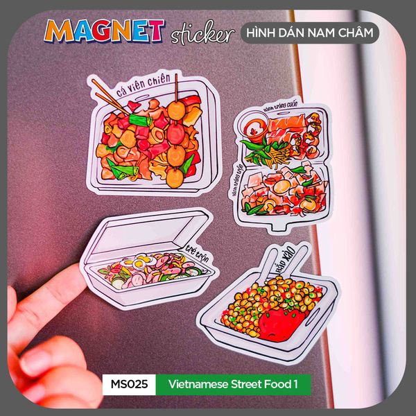 MS025 Vietnamese Street Food 1 - Set 4 Magnet Sticker - Hình dán nam c ...