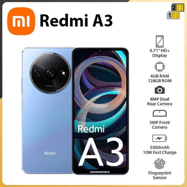 Xiaomi Redmi A3 - 6.71" 90hz CPU 8 nhân Ram4GB Rom128GB Cam8/5MP Pin50 ...