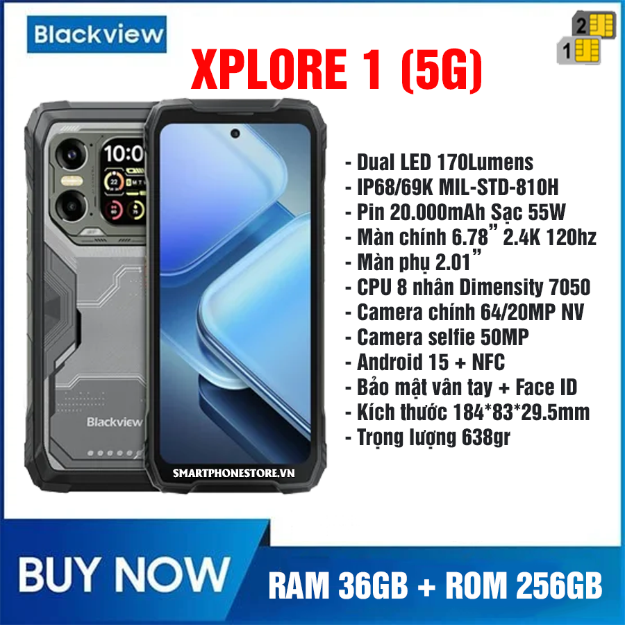 Blackview Xplore 1 5G - Chính hãng nguyên Seal Giá Tốt + Khuyến mãi Hấ – SmartPhoneStore.vn