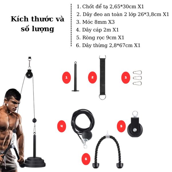 Bộ Dây Cáp Ròng Rọc Tập Gym Đa Năng Tập Xô - Lưng - Tay - Vai Tại Nhà ...