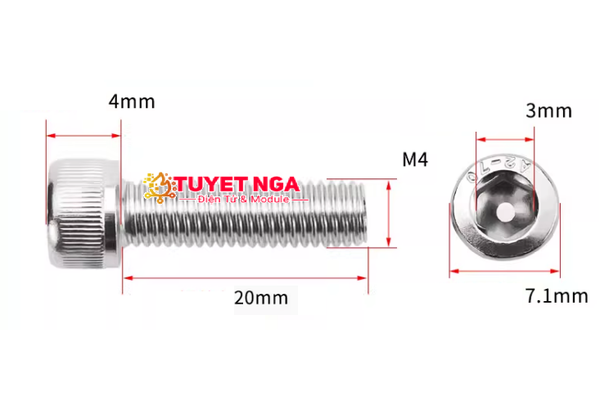 M4x20 Bu Lông Lục Giác M4 Dài 20mm Inox 304 – ĐIỆN TỬ TUYẾT NGA