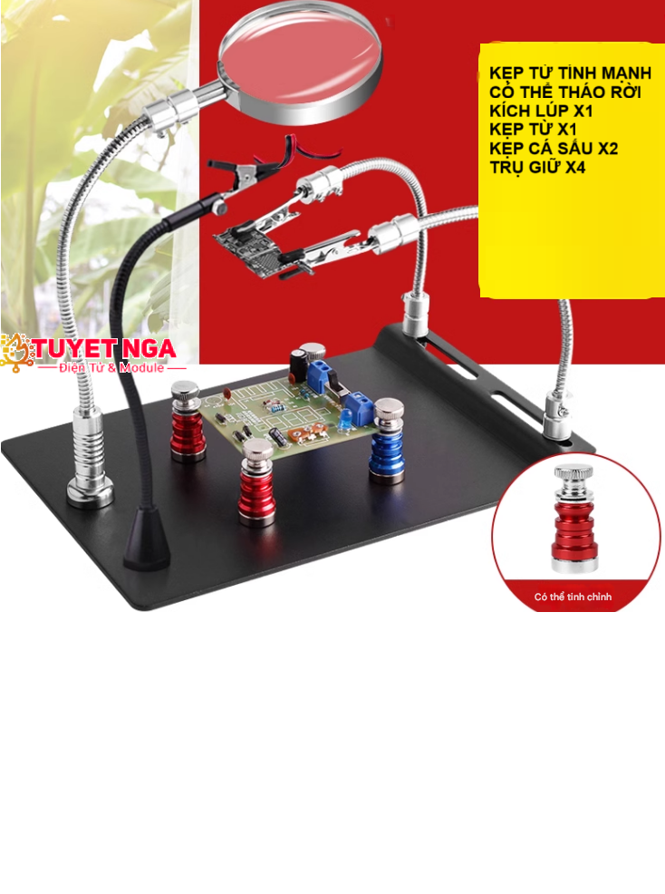 Bộ Dụng Cụ Kẹp Hàn Board Đa Năng Có Kính Lúp – ĐIỆN TỬ TUYẾT NGA
