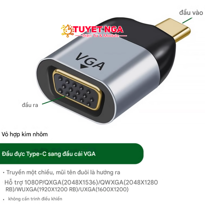 Đầu Chuyển Đổi TypeC Đực Sang VGA Cái – ĐIỆN TỬ TUYẾT NGA