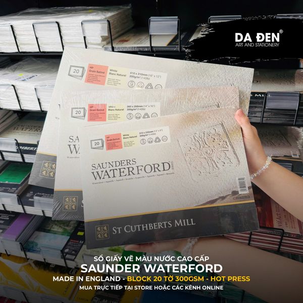 [DA ĐEN] Sổ vẽ màu nước cao cấp Saunders Waterford 300gsm Hot Cold Rou