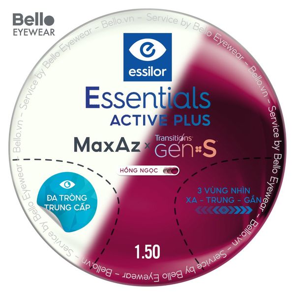 Đa Tròng Đổi màu Essilor Essentials Active Plus Transitions Gen S ...