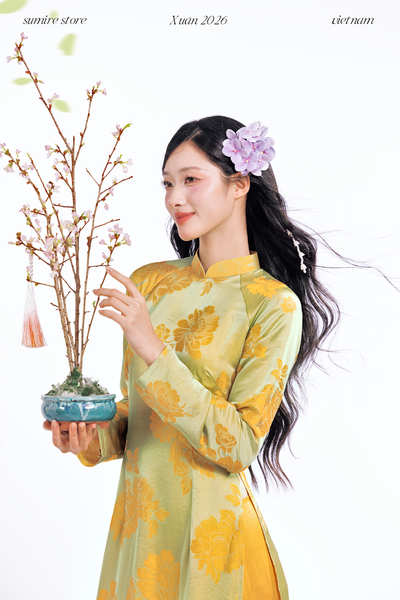 Áo dài Truyền thống Quý Xuân - Hồng sen