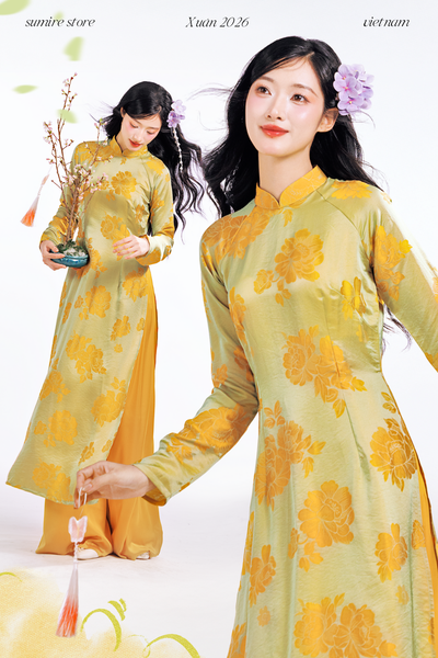 Áo dài Truyền thống Quý Xuân - Hồng sen