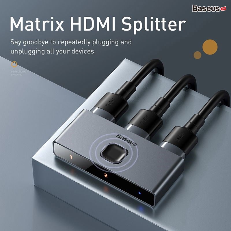 Thiết bị chia cổng HDMI 2 chiều Baseus Matrix HDMI Splitter (2to1/1to2 ...
