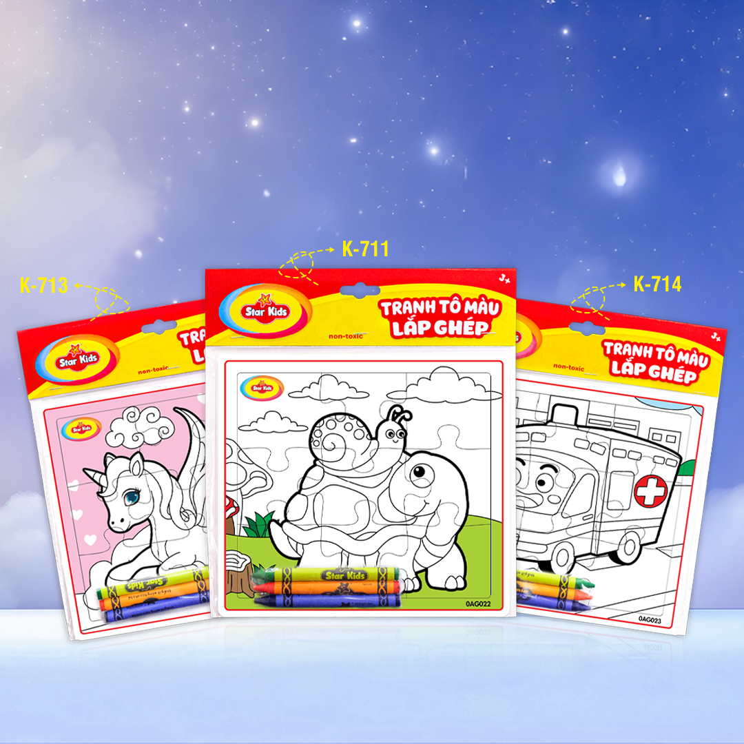 Bộ Tranh Tô Màu Sáp Lắp Ghép Star Kids, Kèm 3 Màu Tô, Vui Nhộn, An Toà ...