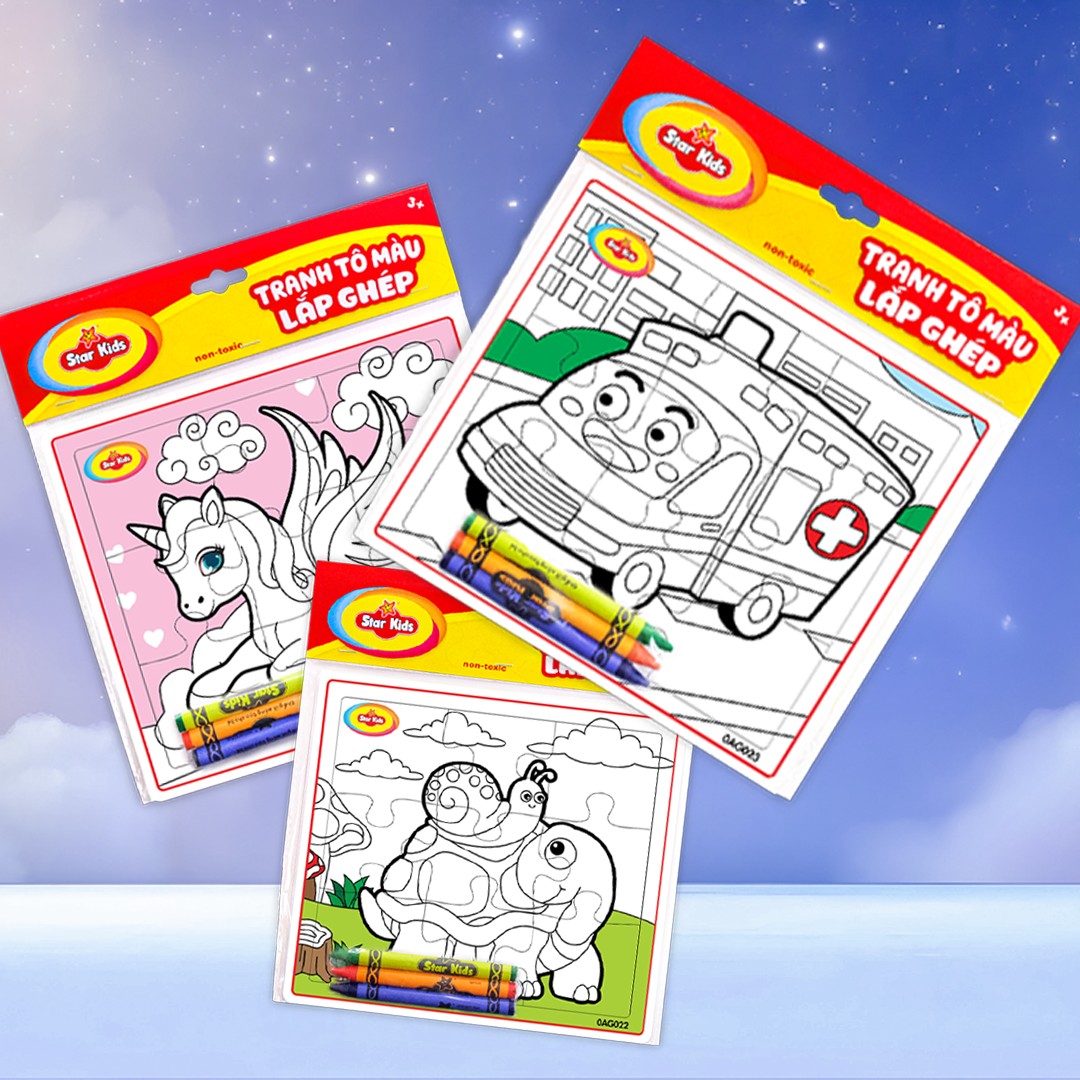 Bộ Tranh Tô Màu Sáp Lắp Ghép Star Kids, Kèm 3 Màu Tô, Vui Nhộn, An Toà ...