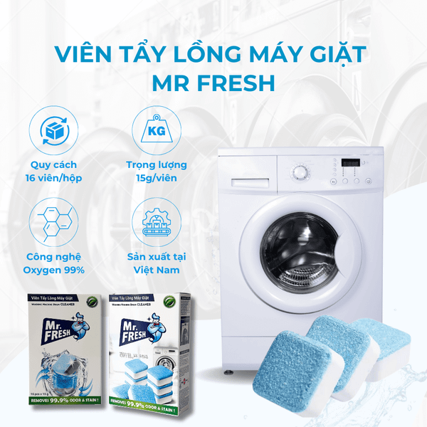 Viên Tẩy Lồng Máy Giặt Mr. Fresh – Hộp 16 Viên (15gr/viên)