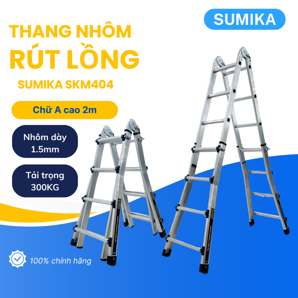 Thang nhôm chữ A rút lồng SUMIKA SKM404, chữ A cao nhất 2.0m Đà Nẵng – MinhTien.vip