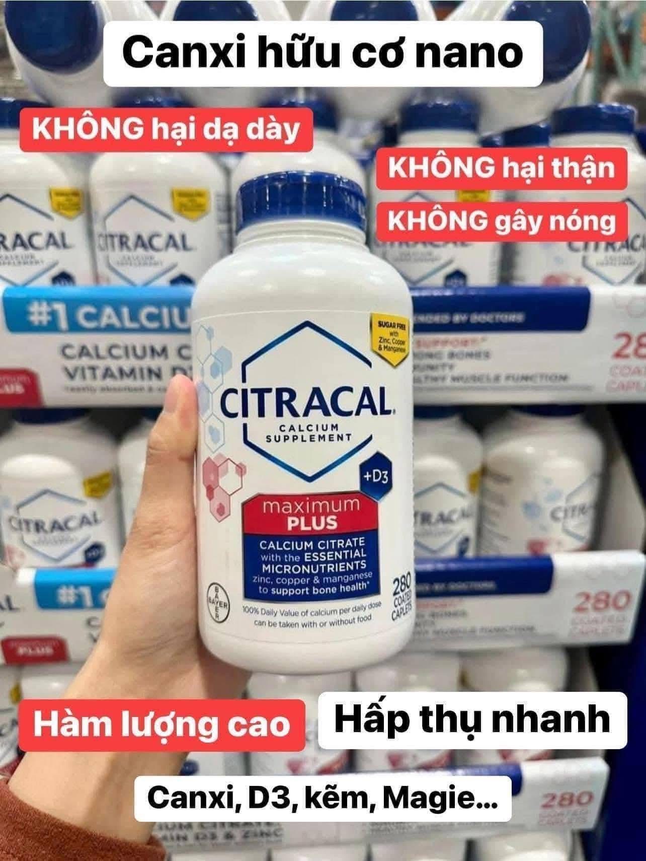 BỔ SUNG CANXI CITRACAL MAXIMUM CALCIUM CITRATE + D3 HỘP 280 VIÊN mỹ