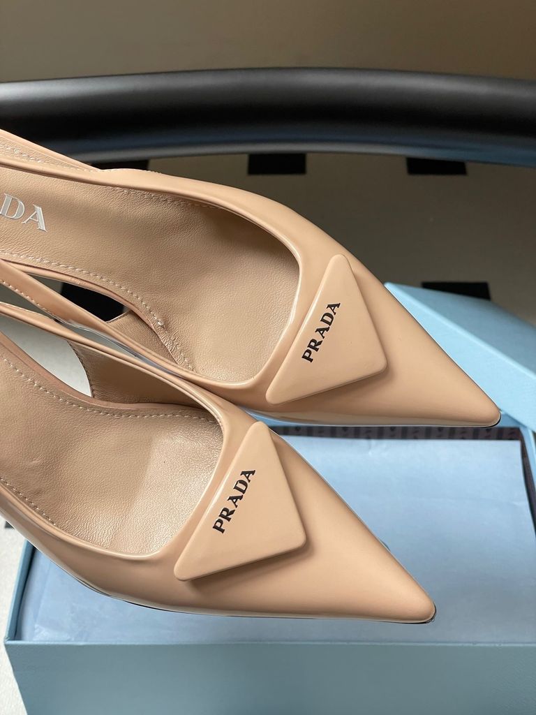 GIÀY CAO GÓT NỮ PRAD* SLINGBACK MŨI NHỌN LOGO TAM GIÁC 7.5CM 1600k (HÀ ...