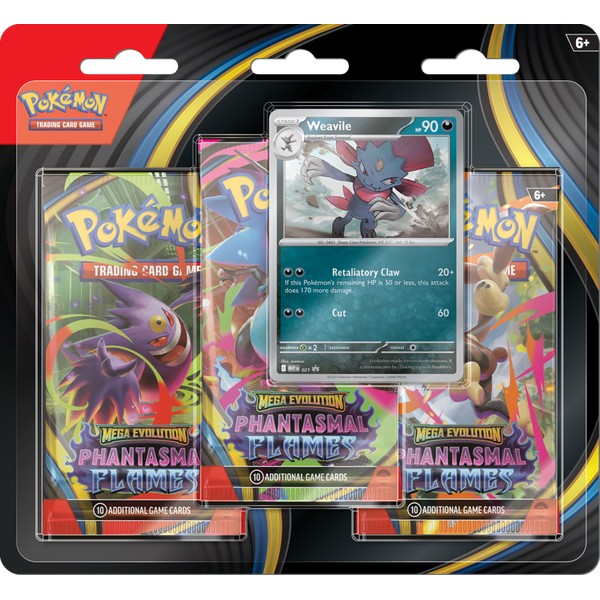 Pokemon TCG Mega Evolution Phantasmal Flames 3 Pack Blister – nShop ...