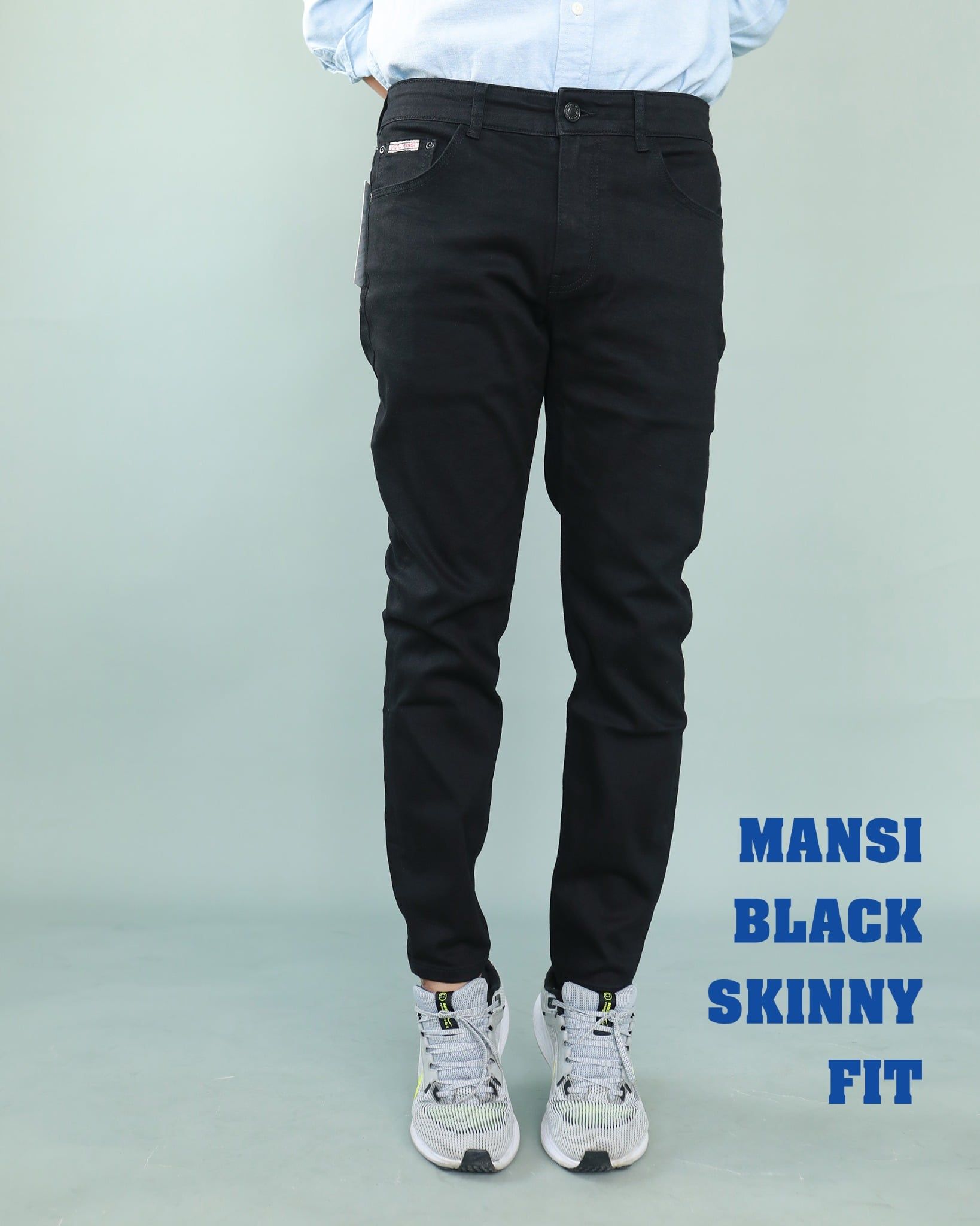 Quần jean nam siêu co giản đen trơn Form Mansi Skinny – MANSI JEANS