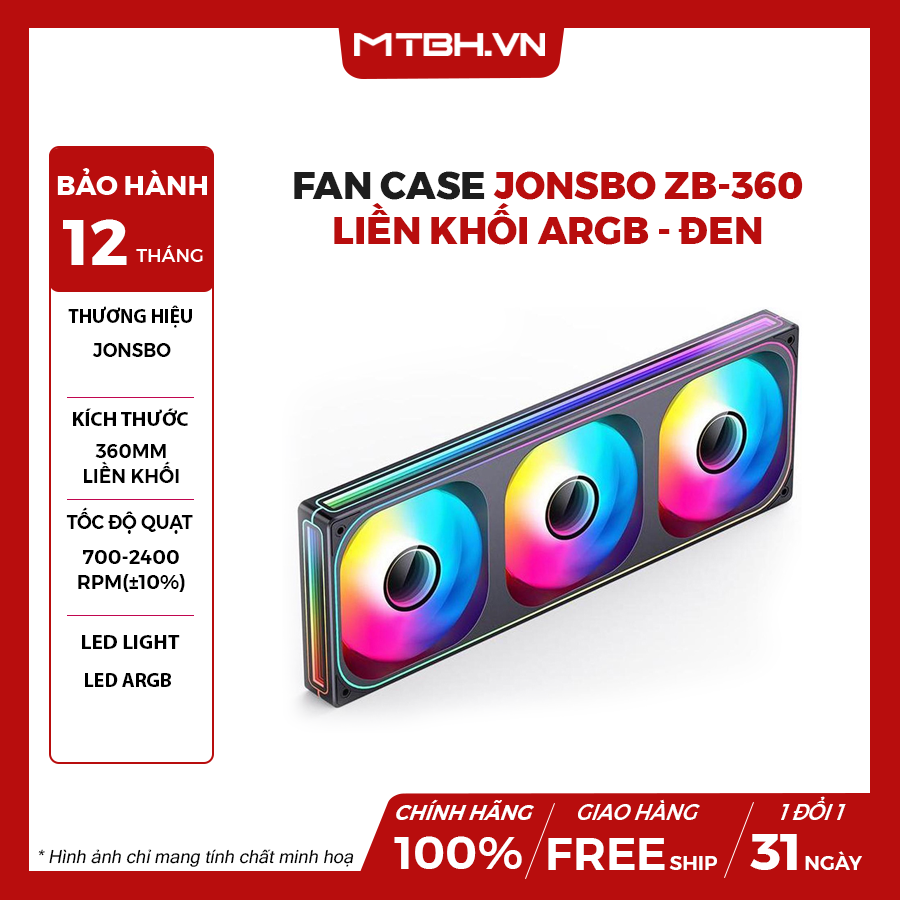 Fan Case Jonsbo ZB-360 Liền Khối ARGB - Đen – Máy Tính Biên Hòa