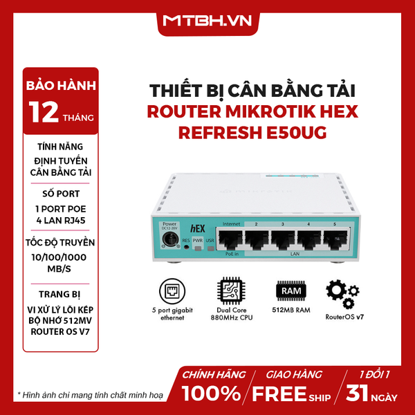 Thiết bị cân bằng tải Router MikroTik hEX Refresh E50UG – Máy Tính Biên Hòa