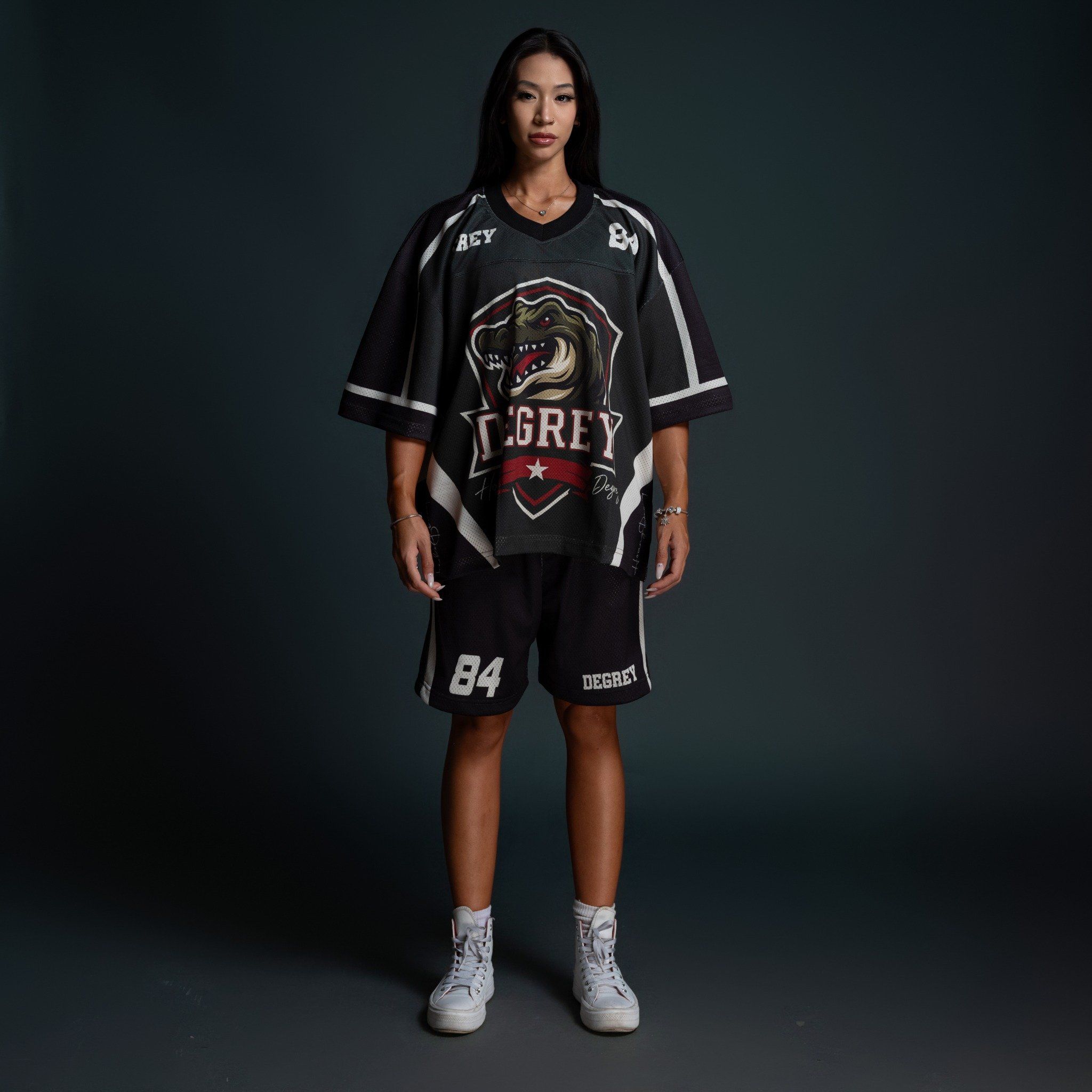 Áo thun thể thao màu xanh Degrey Jersey Rex 84 cổ tim - JERREX – DEGREY VIETNAM