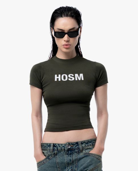 STRESSMAMA - Áo thun nữ cổ tròn tay ngắn phom ôm HOSM