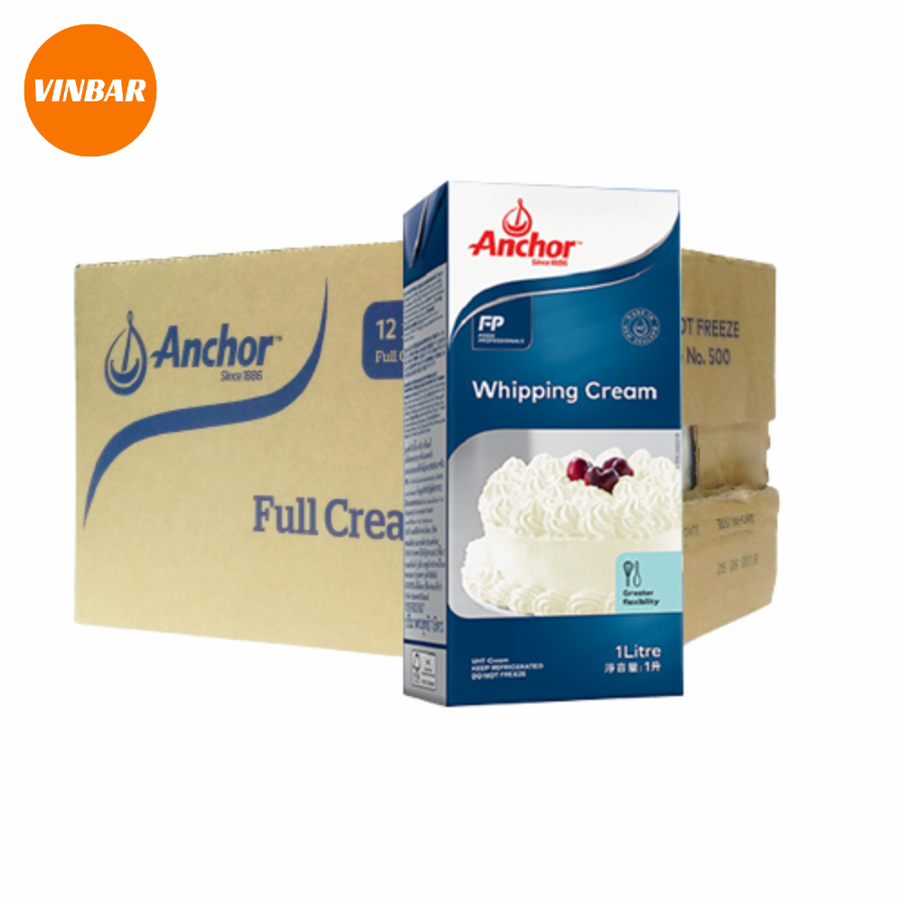 WHIPPING CREAM ANCHOR 1 LÍT – Vinbar - Nguyên Liệu Thiết Bị Pha Chế Giá Sỉ