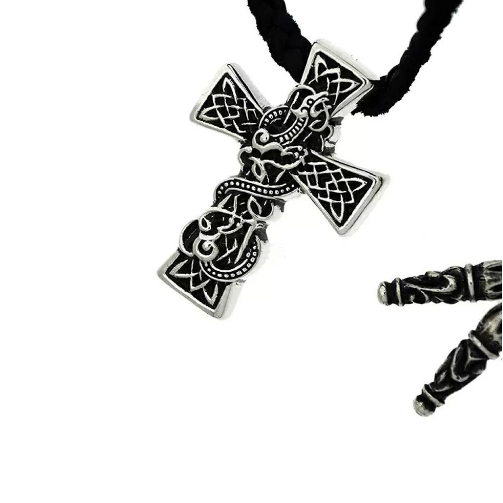 Dây Chuyền CELTIC CROSS with LEATHER BRAIDED – AIM GALLERY
